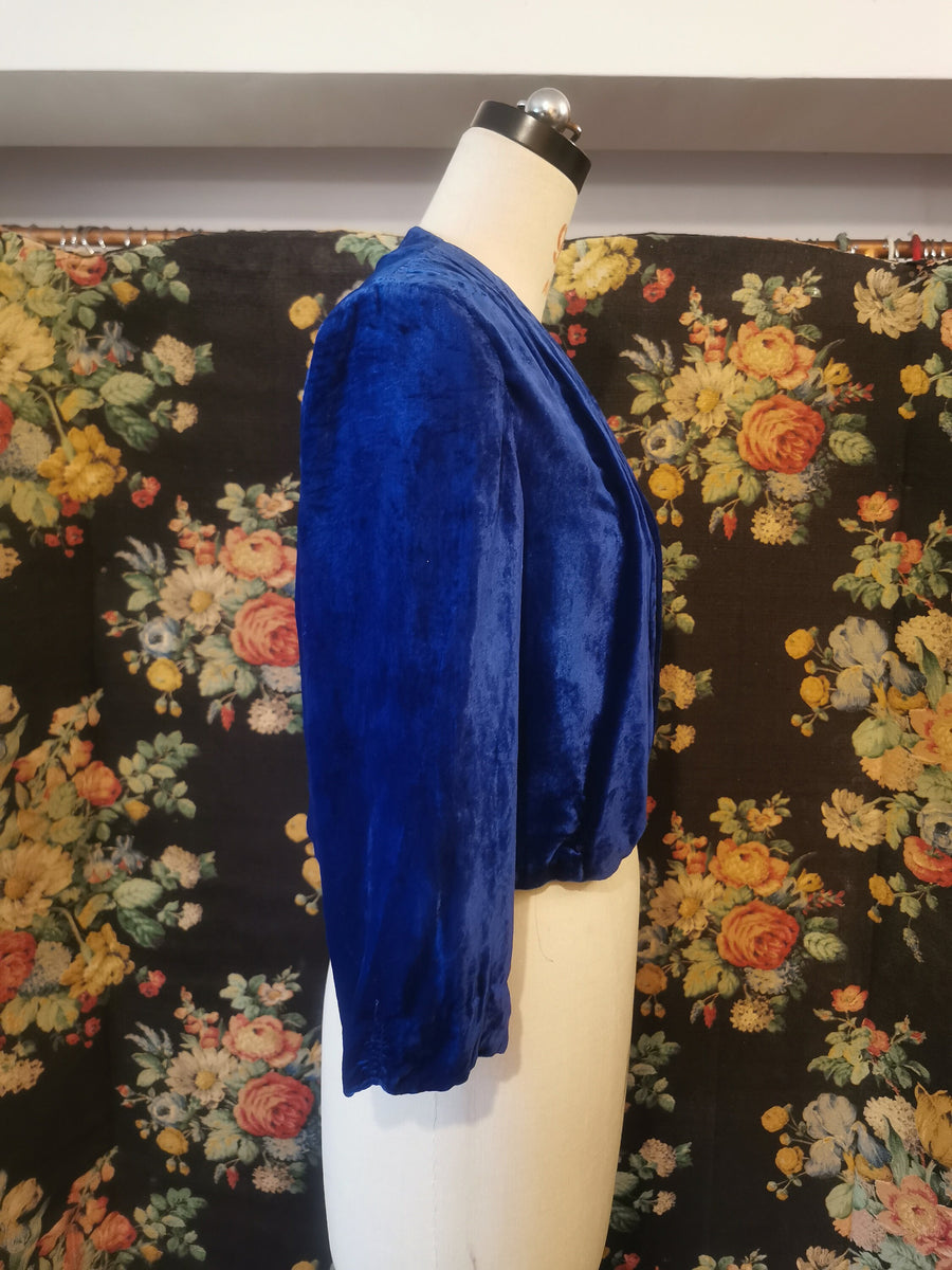 1930's blue velvet bolero – Hope and Harlequin